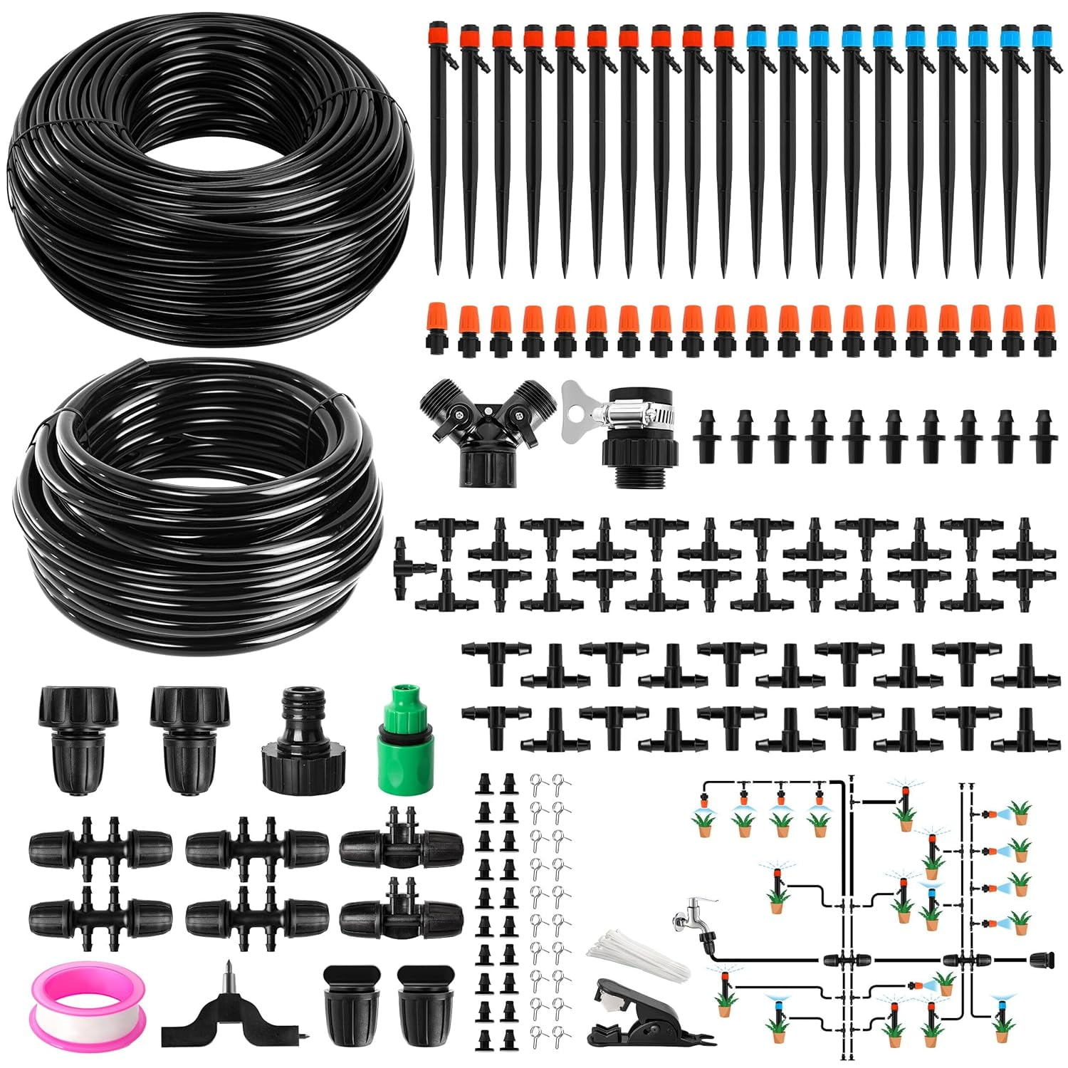 240FT DIY Automatic Drip Irrigation System Kits for Garden Plant ...