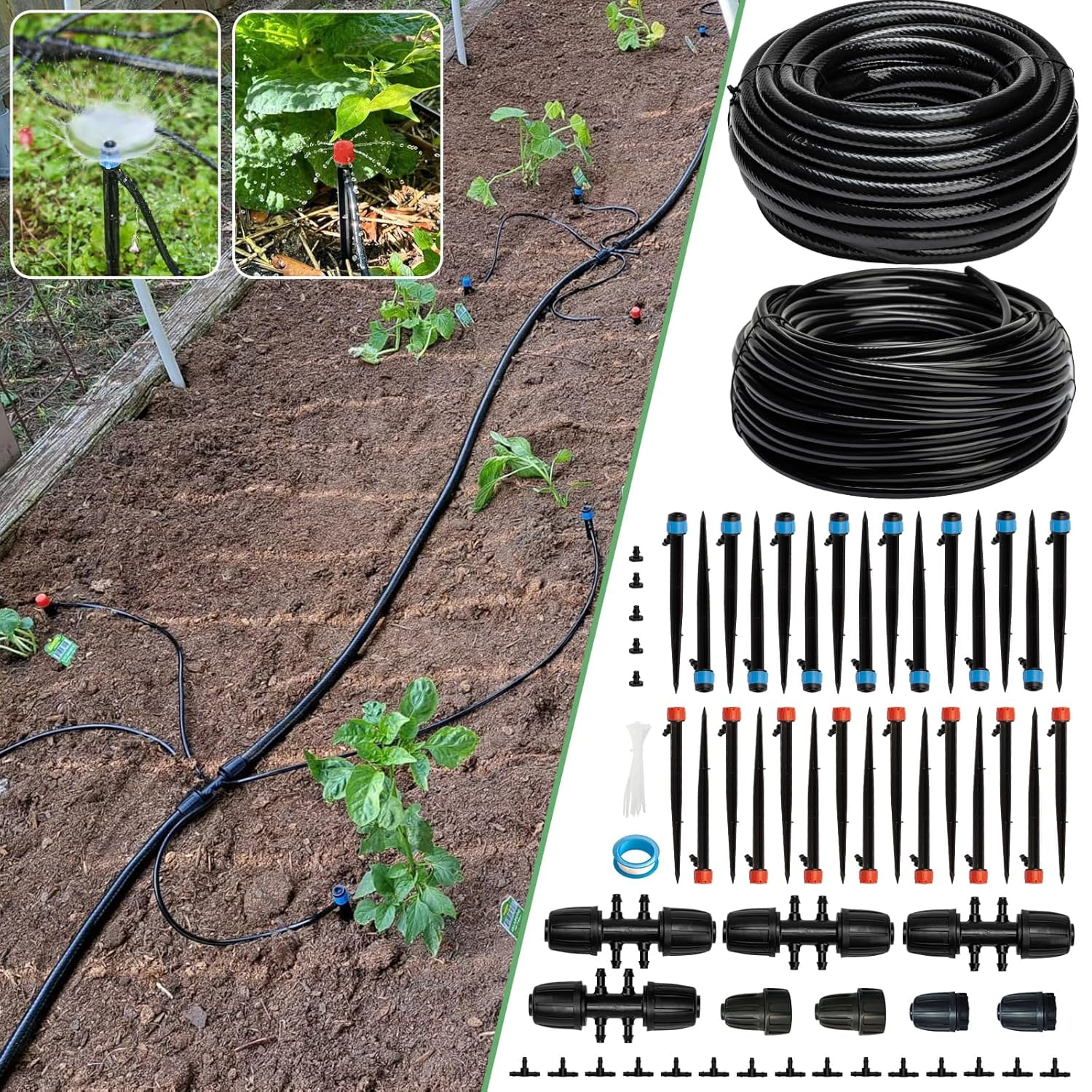 240FT Drip Irrigation System Kit, Automatic Garden Watering System for ...