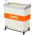240L Laundry Basket with Wheels, Large Commercial Rolling Laundry ...
