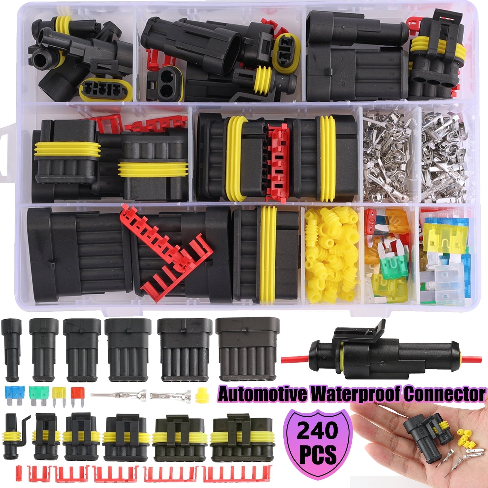 XUKEY 240PCS 1-6 Pin Automotive Waterproof Car Auto Electrical Wire ...