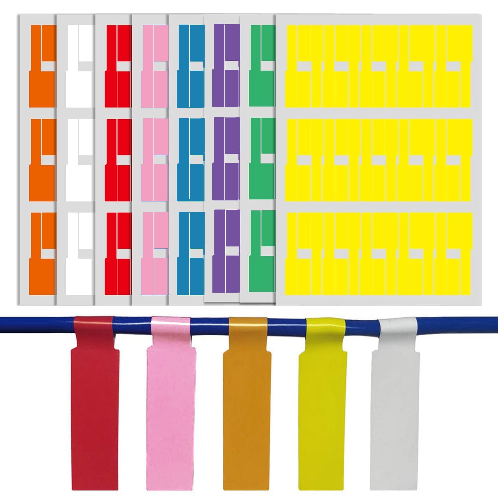 240PCS Self-Adhesive cable labels tags, 8 Colours Self Adhesive Labels ...