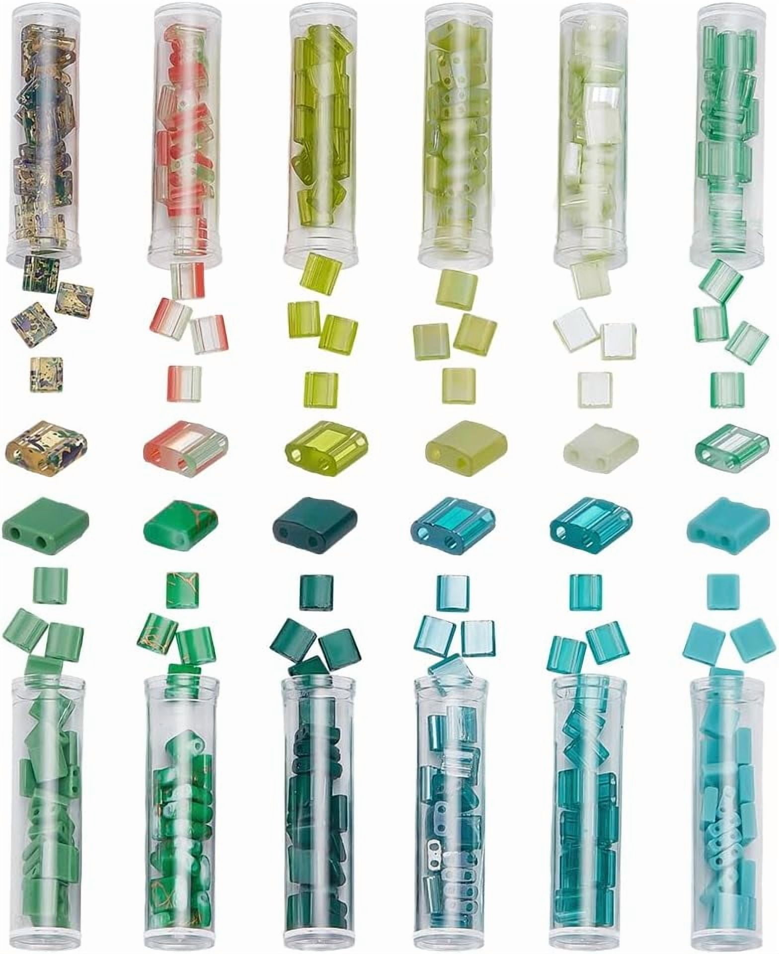 240Pcs 12 Colors 2-Hole Baking Paint Glass Seed Beads Square with 12Pcs ...