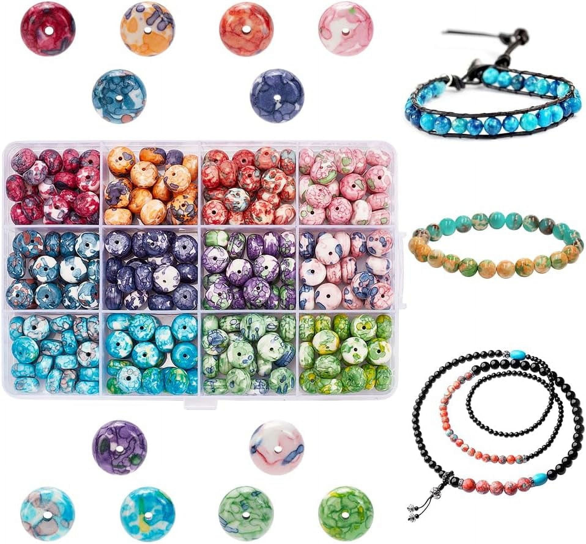 240Pcs 12 Colors Synthetic Ocean White Jade Beads Strands Dyed Rondelle ...