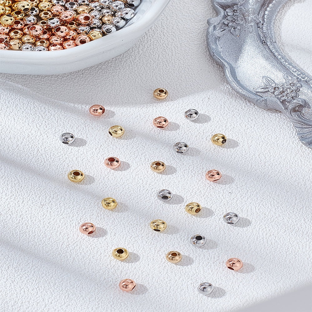 240Pcs 4 Colors Rack Plating Brass Beads Long-Lasting Plated Lead Free ...