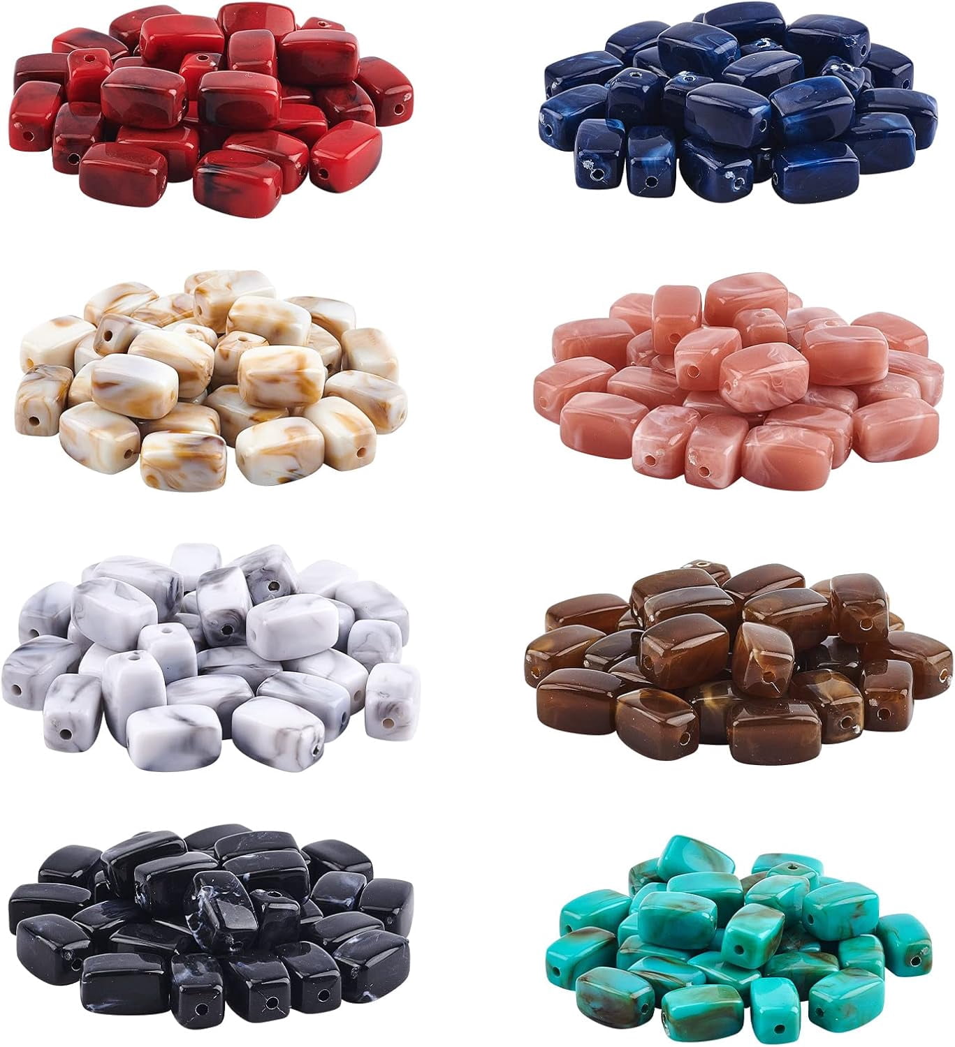 240Pcs 8 Colors Acrylic Beads Imitation Gemstone Style Cuboid Mixed ...