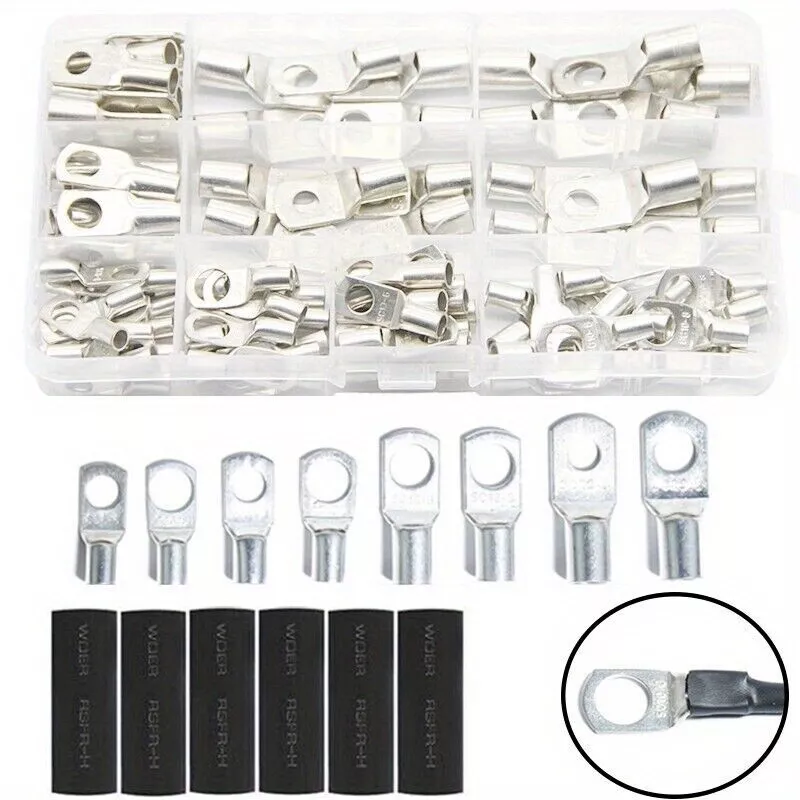 240Pcs Cable Lugs Battery Copper Ring Crimp Terminals Electrical Wire ...