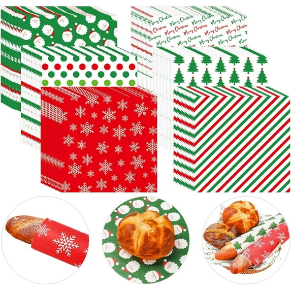 240Pcs Christmas Wax Paper Red Green Deli Paper Tissue Snowflake Santa ...