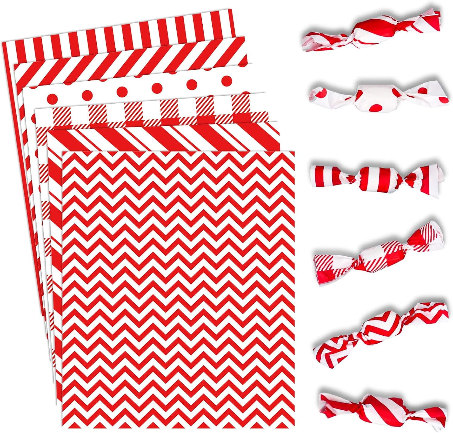 240Pcs Christmas Wax Paper Red Stripe Plaid Wave Polka Dots Deli Paper ...