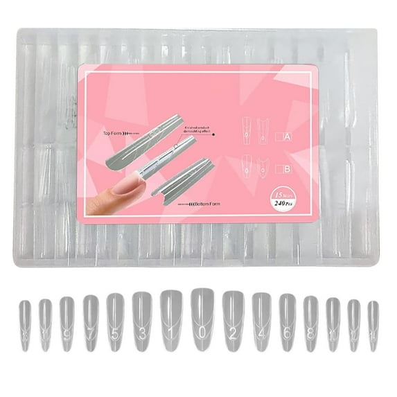 240Pcs Dual Nail Forms for Polygel, Long Coffin and Almond Shapes ...