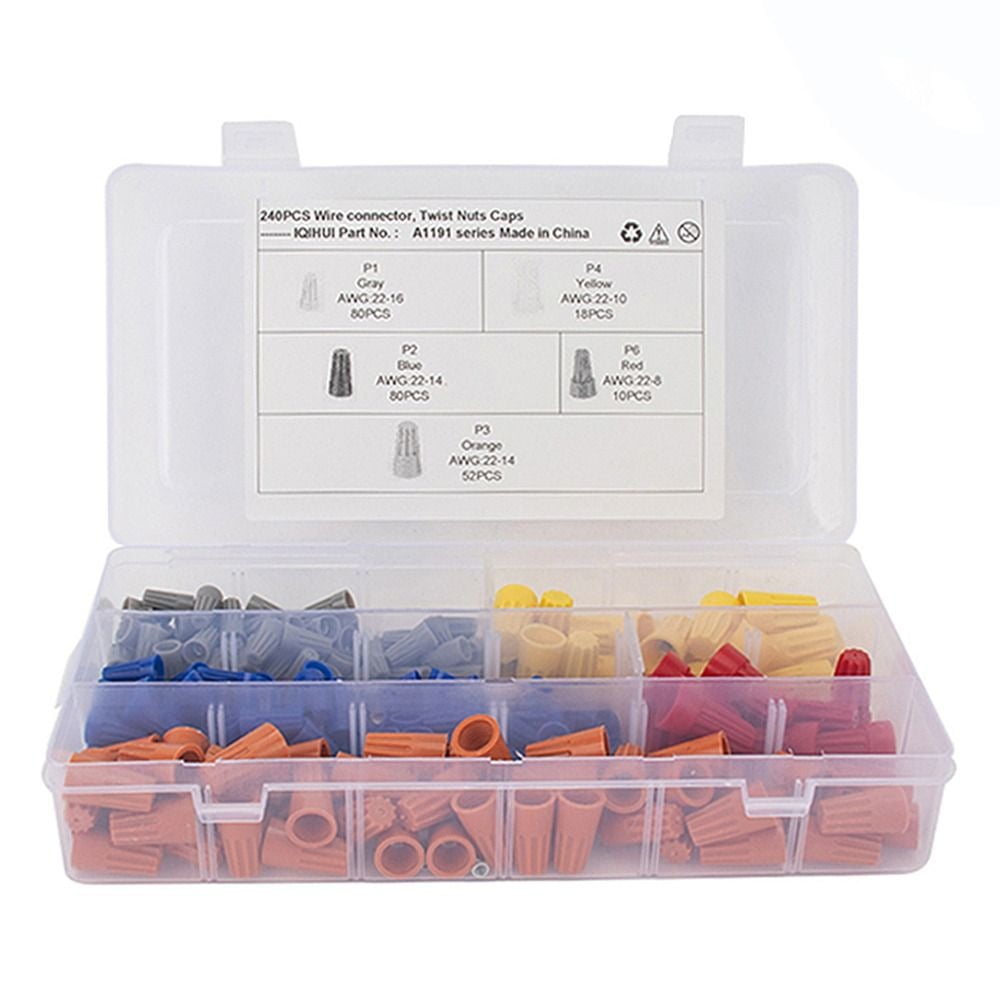 240Pcs Set with Storage Case Colorful Screw Terminals Wire Caps Kit ...