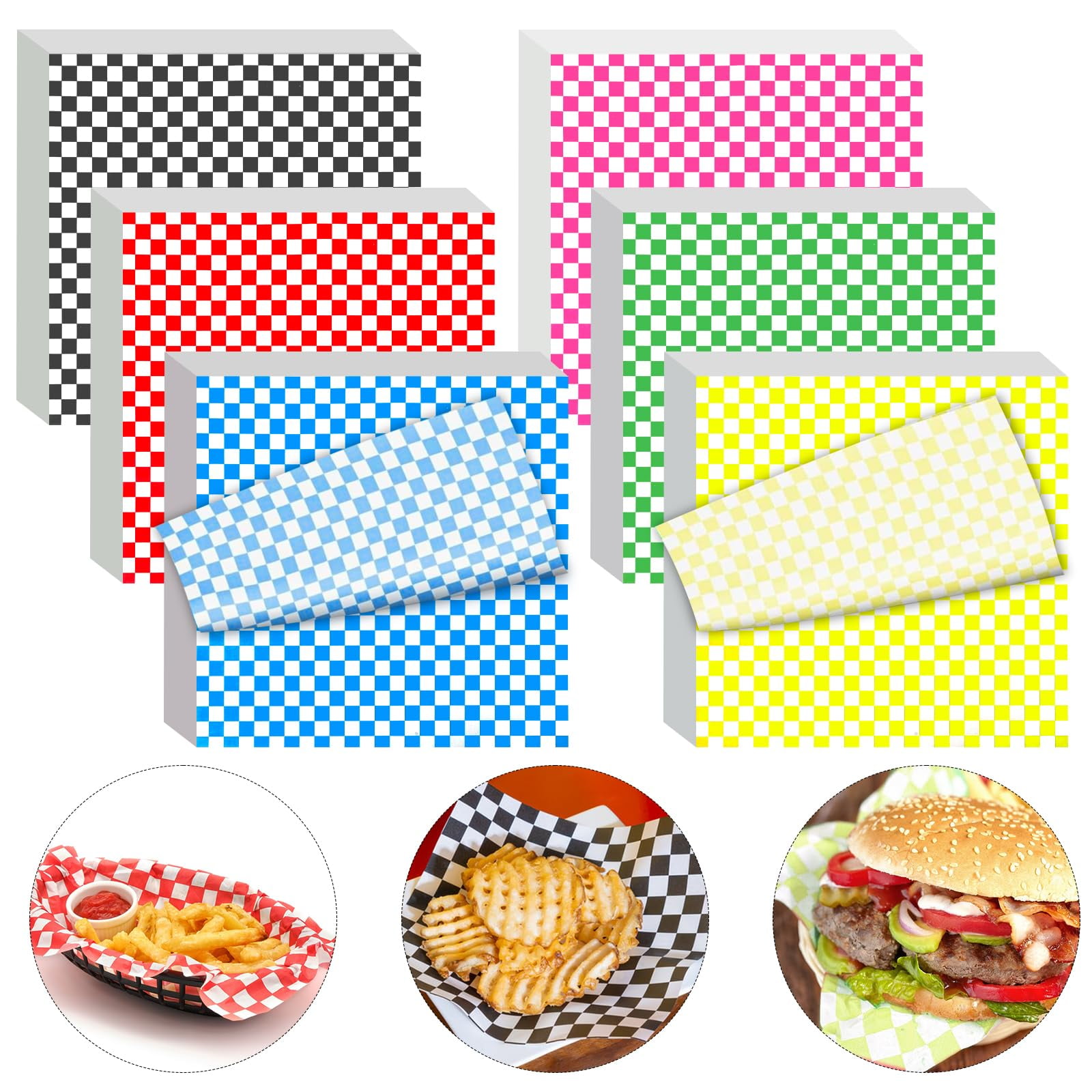 240Pcs Wax Paper Sheets for Food, 12x12 In Variety Pack Checkered Food ...