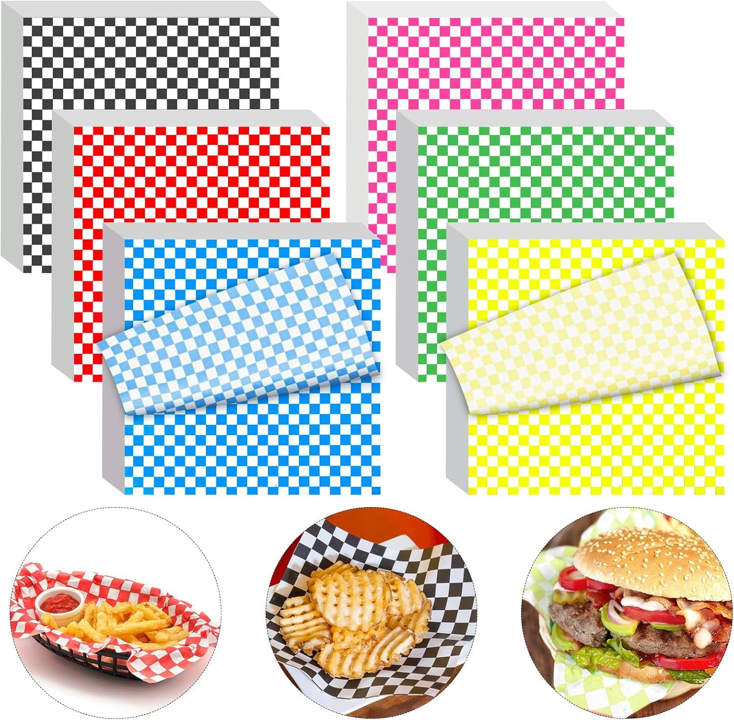 240Pcs Wax Paper Sheets for Food, 12x12 In Variety Pack Checkered Food ...