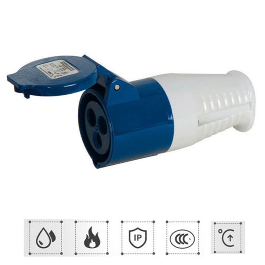 240V 16A 3 Pin Blue Site Industrial Plugs & Sockets Male/Female Ip44 2P + Earth - Walmart.com