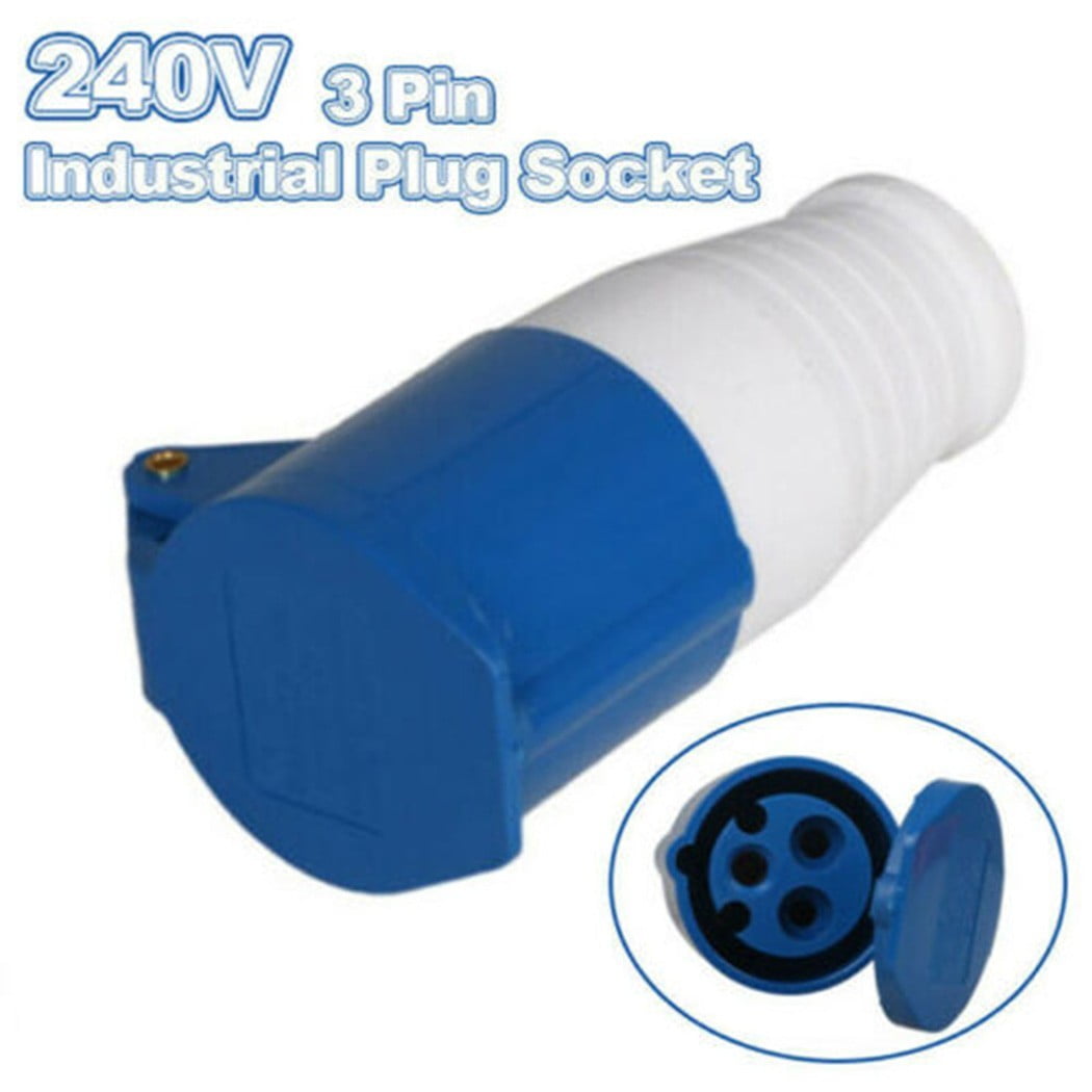 240V 16A 3 Pin Blue Site Industrial Plugs & Sockets Male/Female Ip44 2P + Earth - Walmart.com