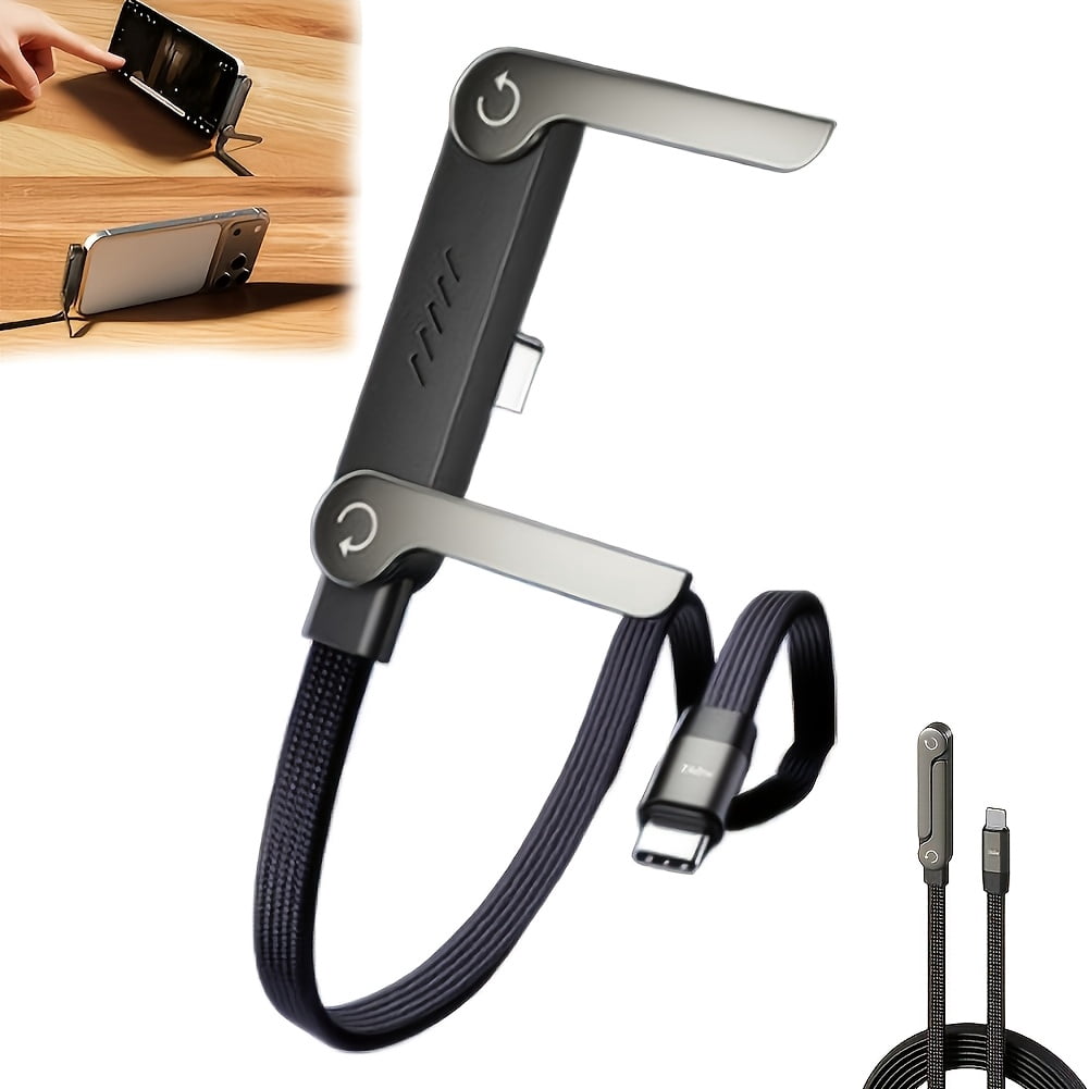 240W 2-in-1 Folding Type-C Charging & Data Cable with Adjustable Stand ...