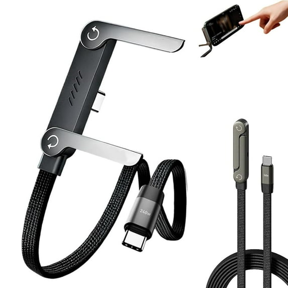 240W 2-in-1 Invisible Holder Charger Cable with Built-in Phone Stand, 2 ...