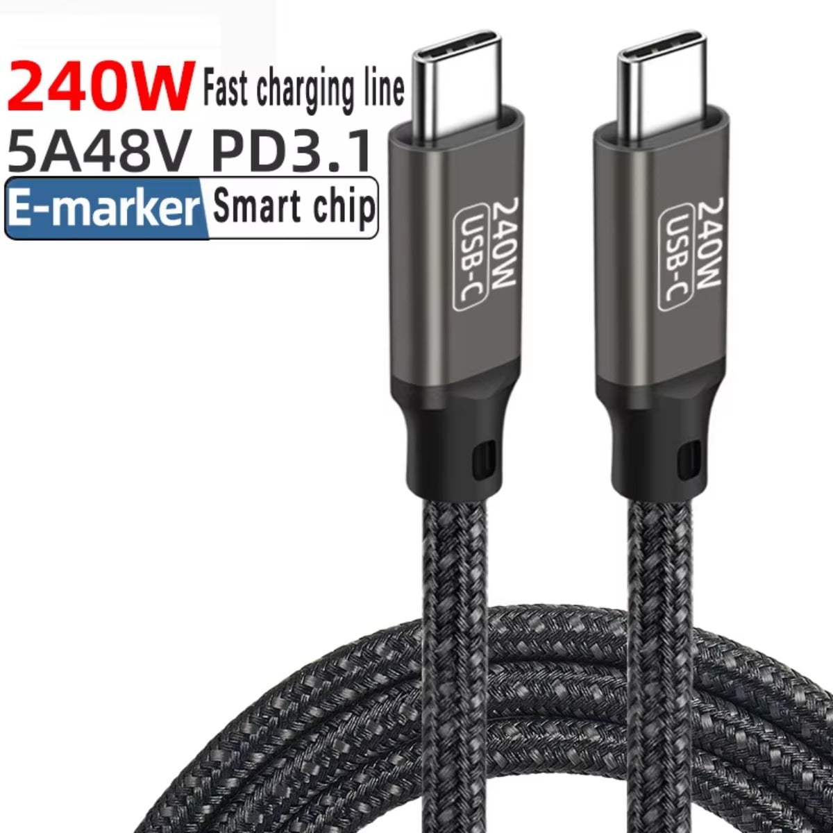 240W 5A Super Fast Charging Nylon Braided Zinc Alloy CE ROHS UKCA ...
