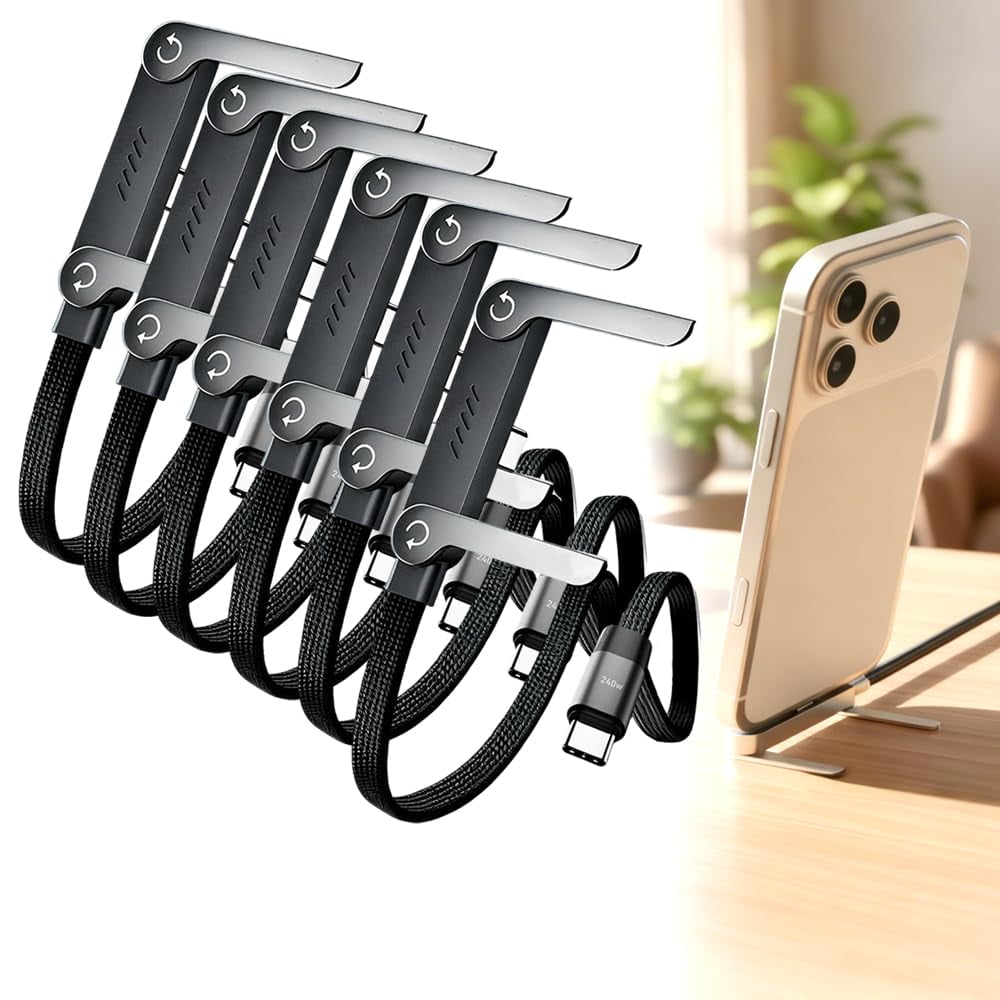 240W Braided Fast Charge Cable with Built-in Phone Stand, 2026 New ...