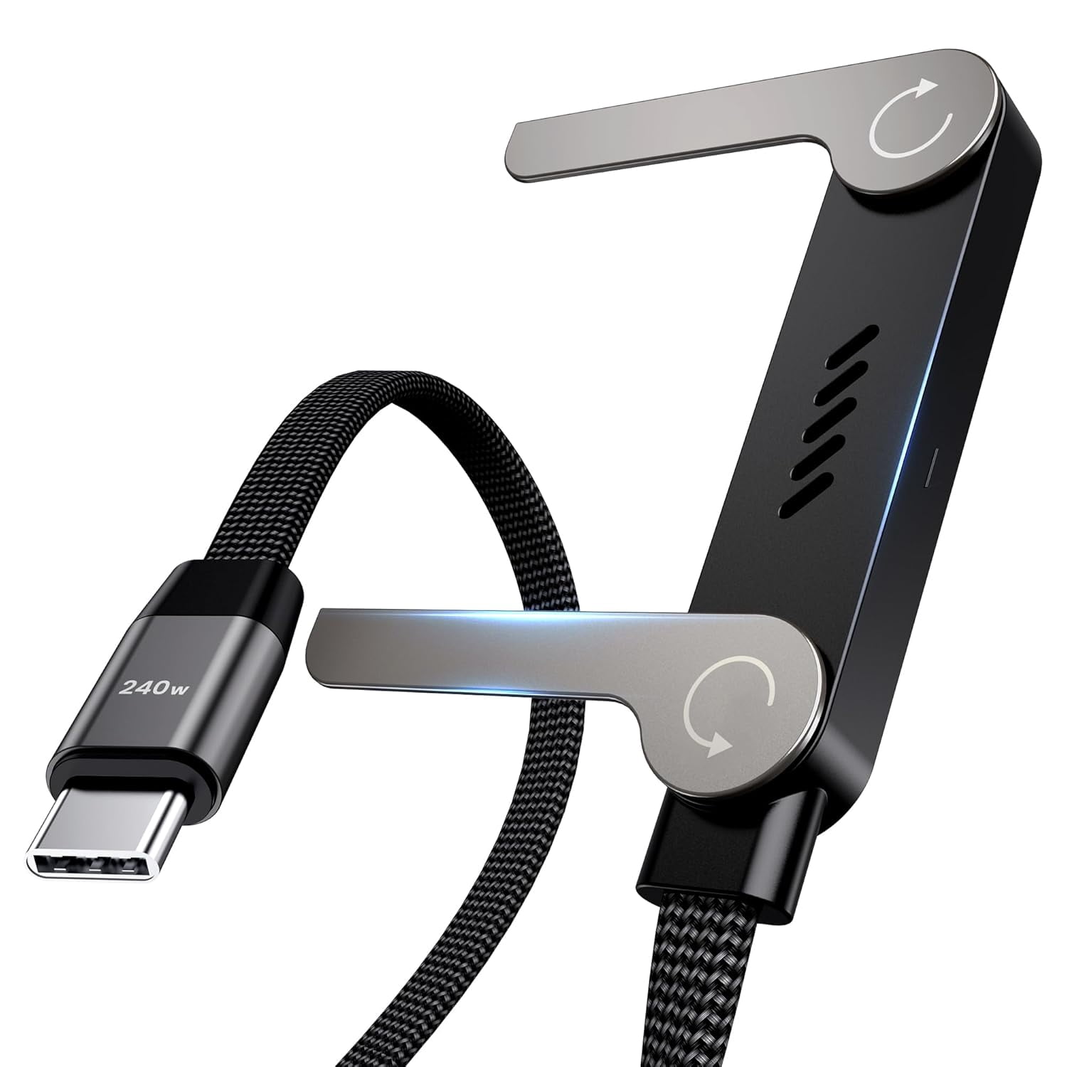 240W Dual Type-C Fast Charging Cable with Foldable Phone Holder ...