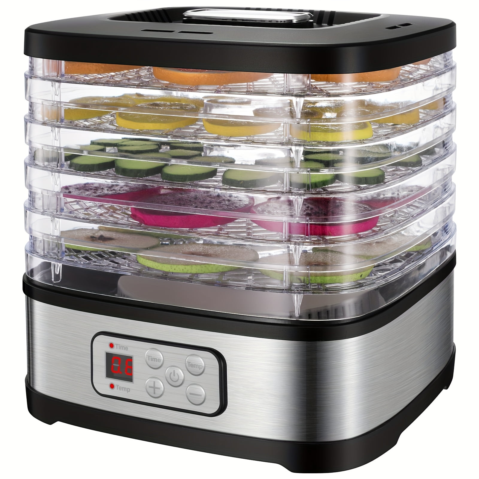 240W Stainless Steel Food Dehydrator with Temperature Control, 5 BPA ...