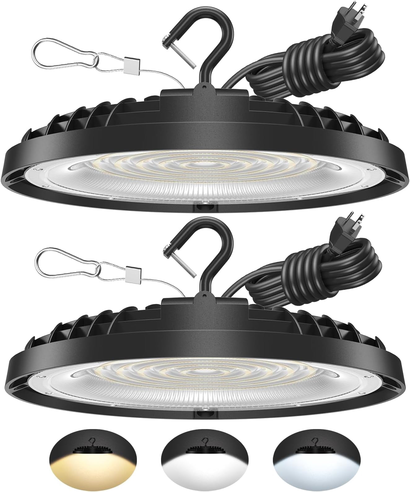 240W UFO High Bay Light, Selectable Wattage 240W/200W/150W, 3 CCT 6500K ...