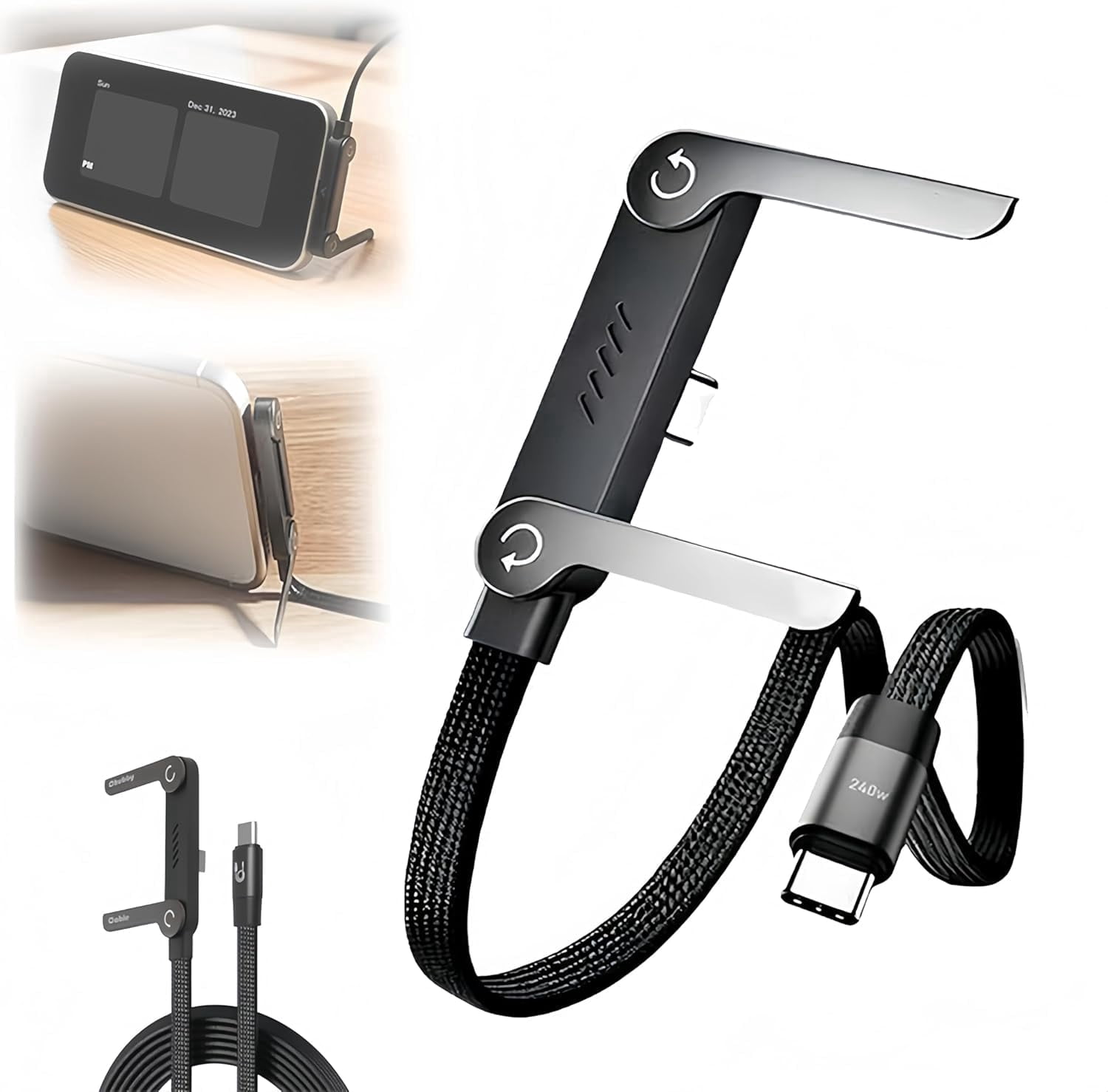 240W USB-C Invisible Holder Charger Cable with Stand compatible with ...