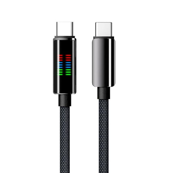 240W USB Type C Fast Charging Braided Cable with Dynamic LED Power ...