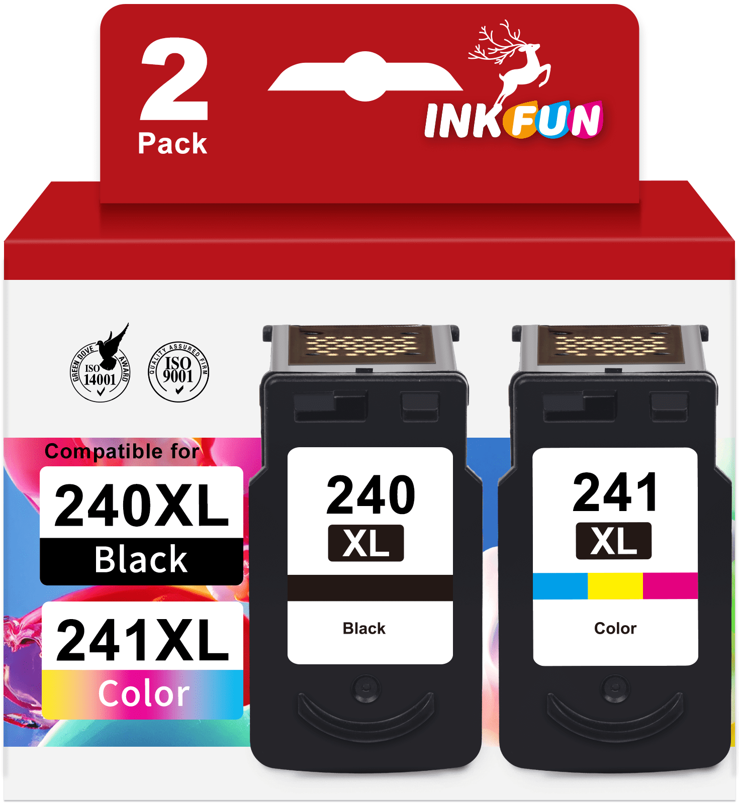 Inkfun 240XL 241XL Ink Cartridges for Canon PIXMA MG3620 MG3600, Black ...