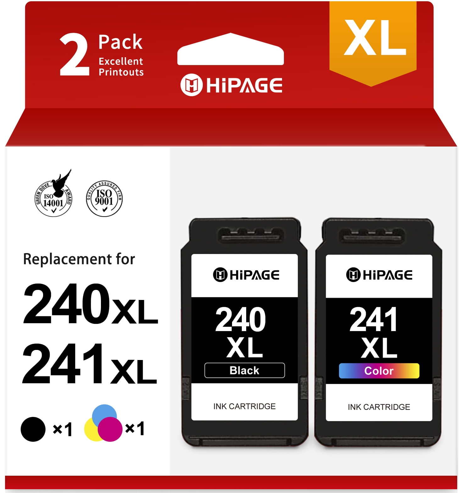 Canon 240XL/241XL Ink Cartridges, 2-Pack for Pixma TS5120/MG3620/MG2120 ...