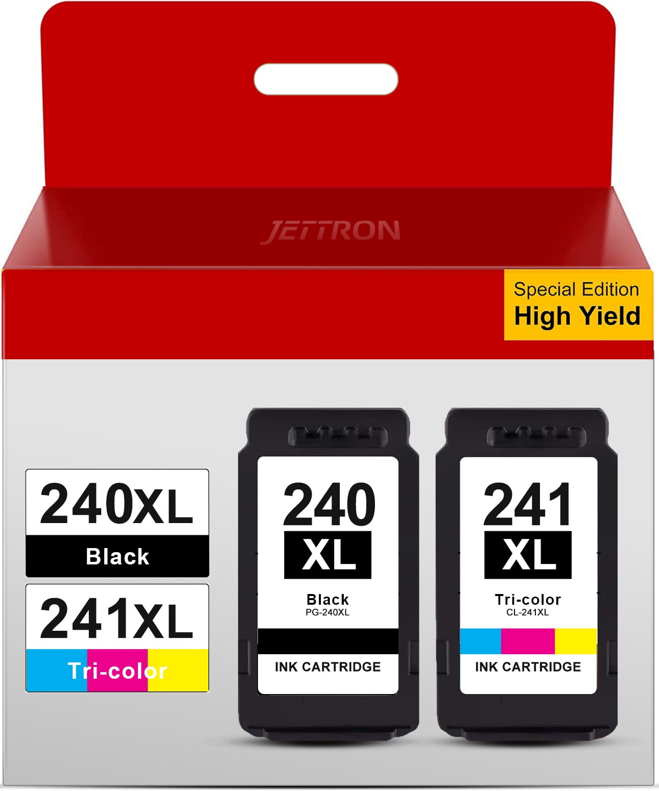 JETTRON 240XL 241XL Ink Cartridges, Black and Tri-Color, High Page ...