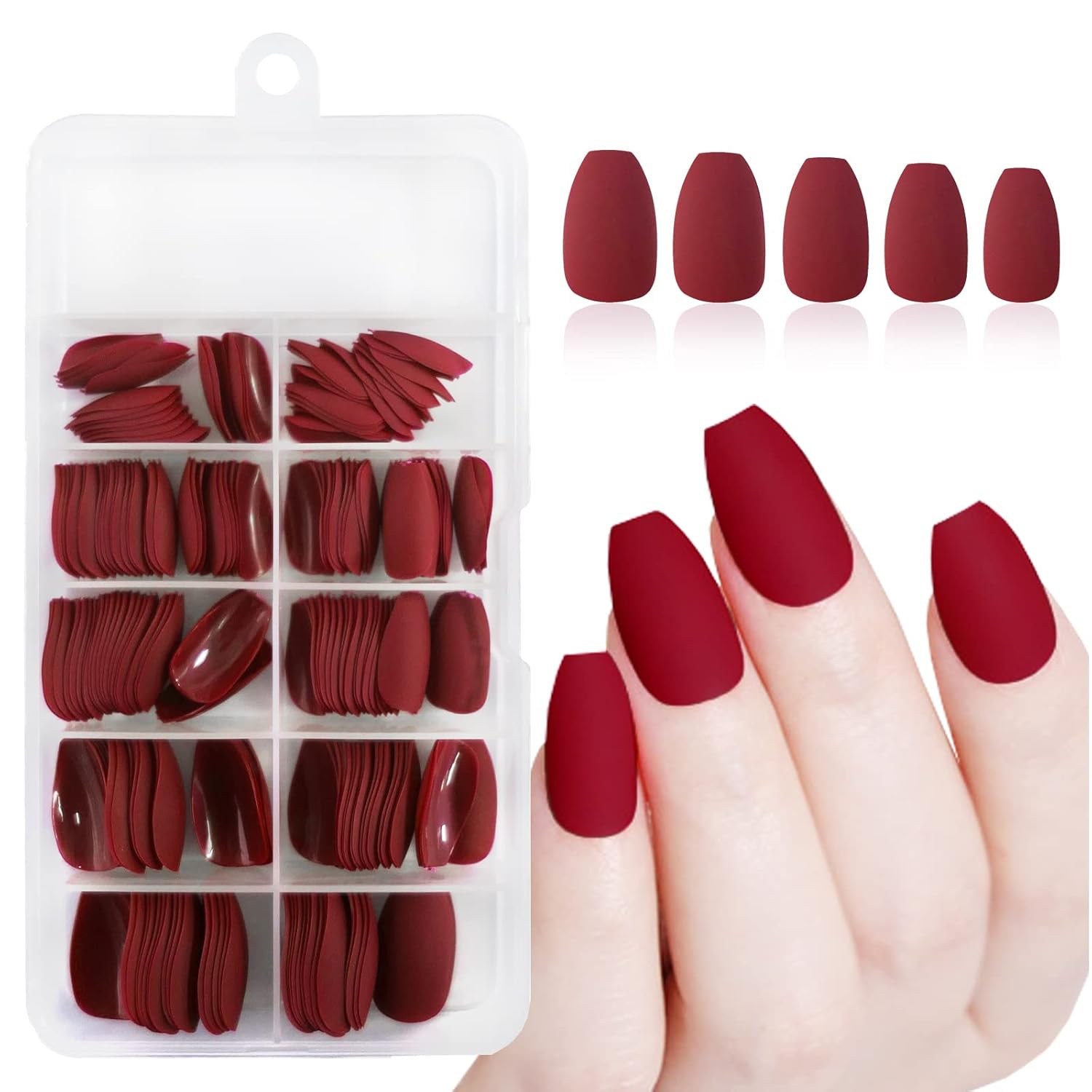 240pc Kids Short Coffin Press on Nails Matte Ballerina False Nails Full ...