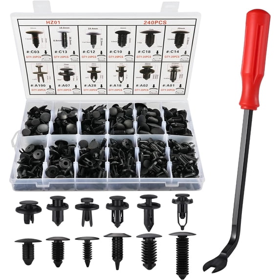 240pc Universal Car Retainer Clips & Fastener Remover Tool Kit, 12 ...