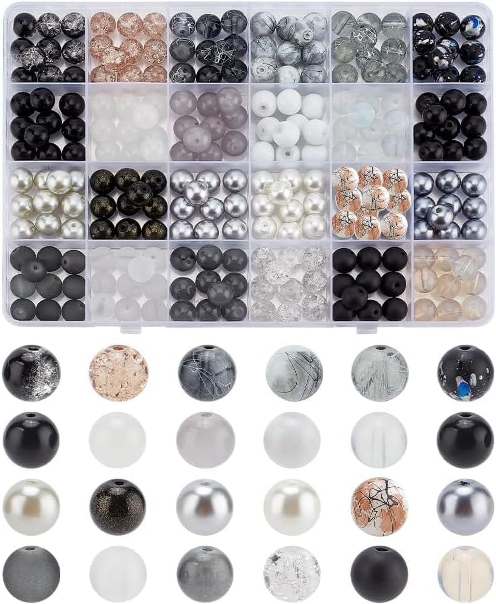 240pcs 10mm Multi-colored Glass Round Loose Beads for Jewelry Making ...