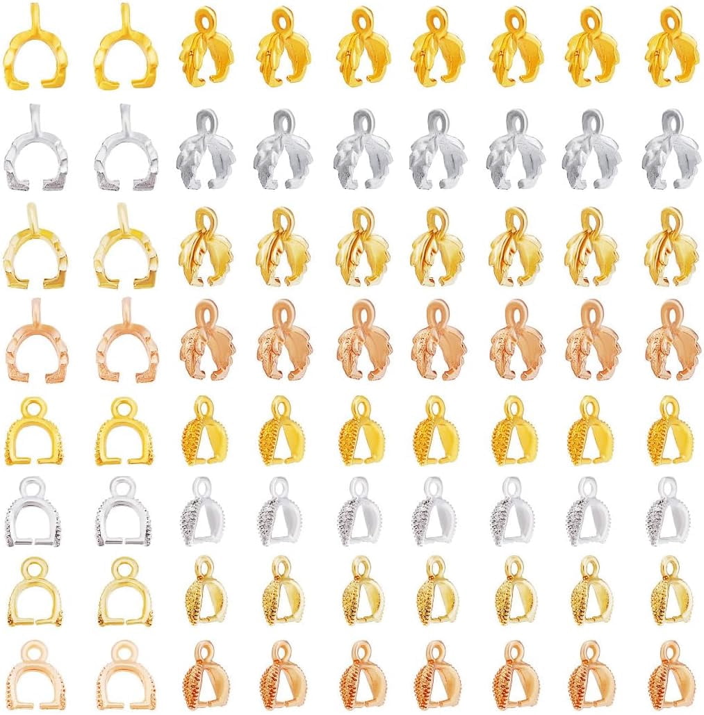 240pcs 2 Styles Ice Pick Pinch Bails Pendant Clasp Snap on Bails 4 ...