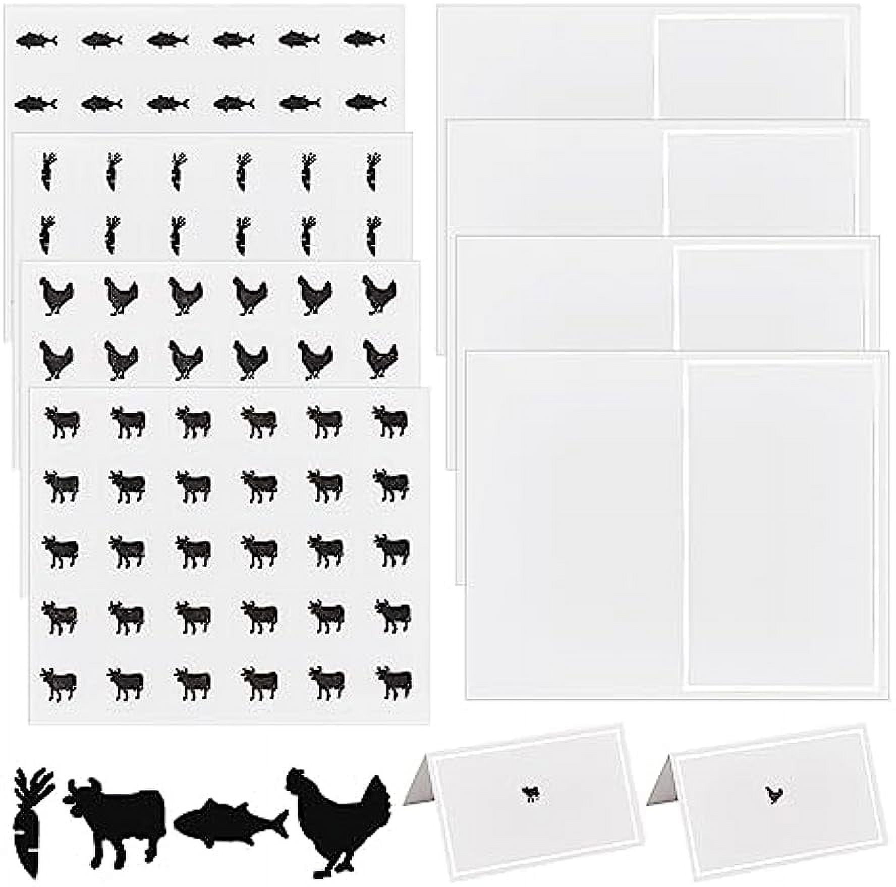 240pcs 4 Styles Black Meal Stickers 0.4 Inch with 60pcs Table Place ...