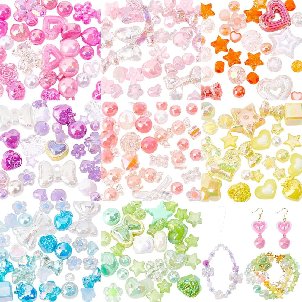 240pcs 8 Colors Acrylic Beads Assorted Beads Set Beads Handmade DIY ...