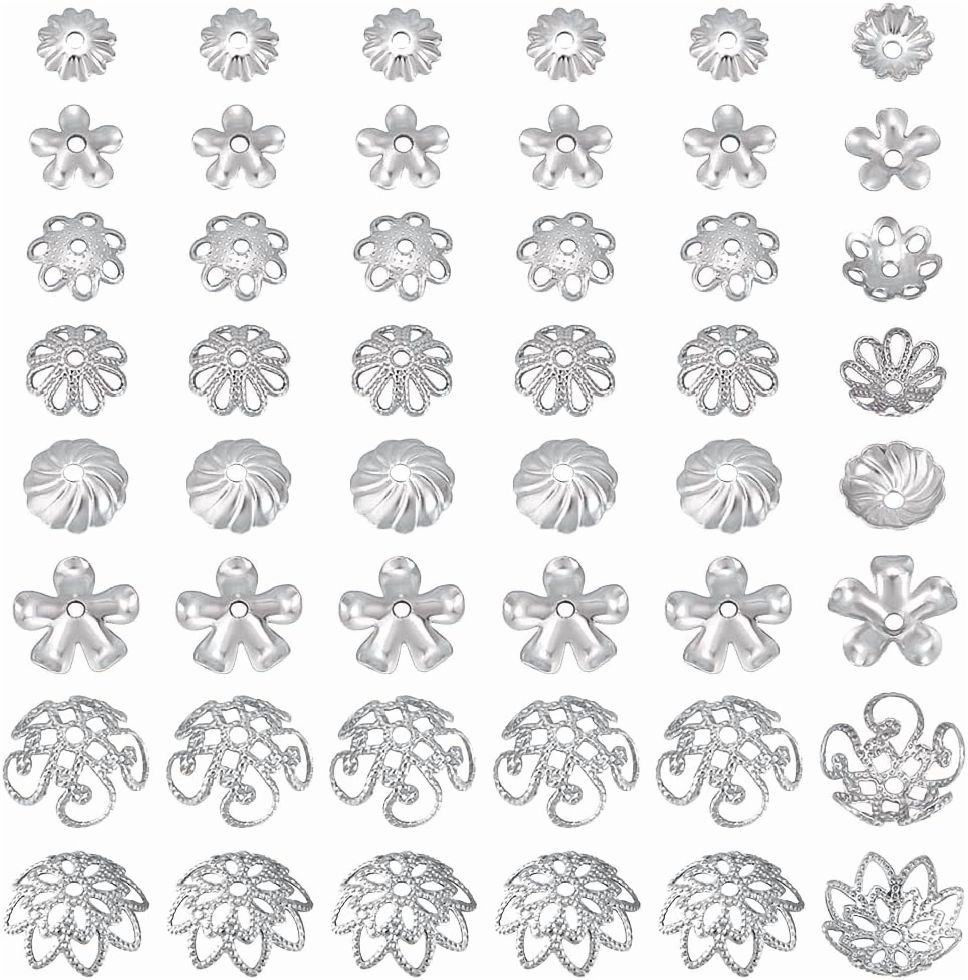 240pcs 8 Styles Flower Bead Caps 304 Stainless Steel End Caps 5~10mm ...