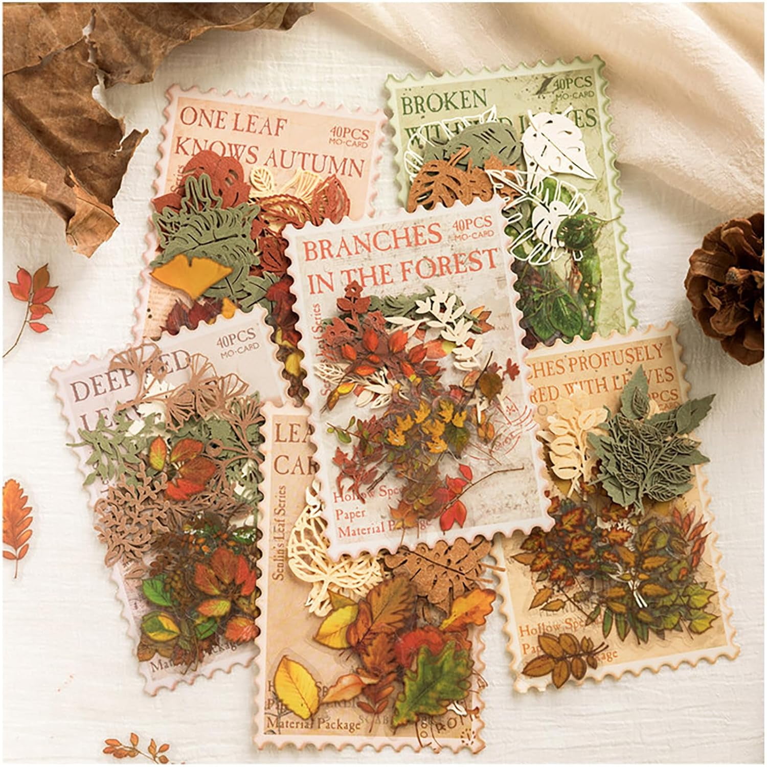240pcs Fall Leaf Stickers Cutouts Paper Set, Scrapbook Autumn Leaves ...
