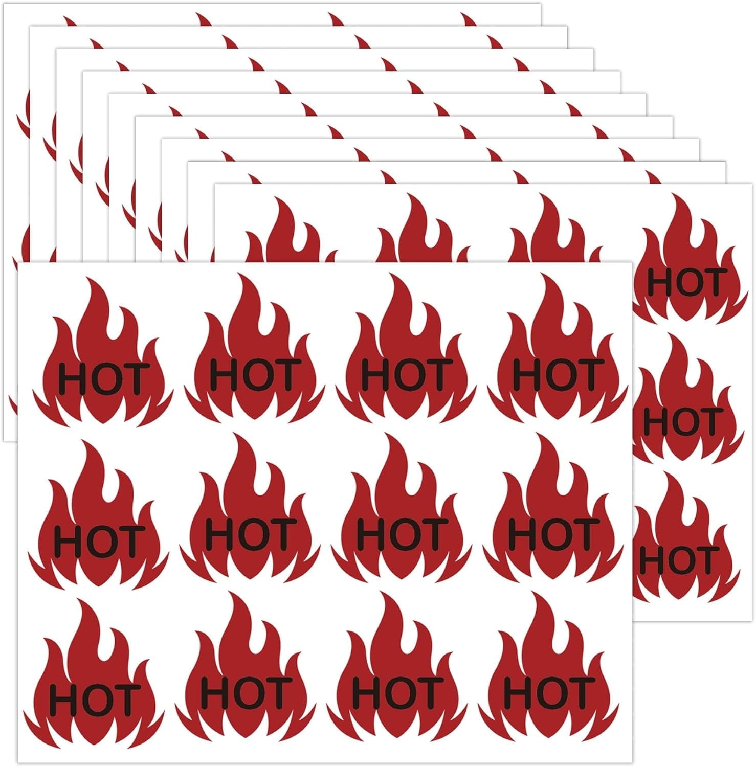 240pcs Fluorescent Red Flame Shaped Sticker Hot Stickers 1.5 Inch ...