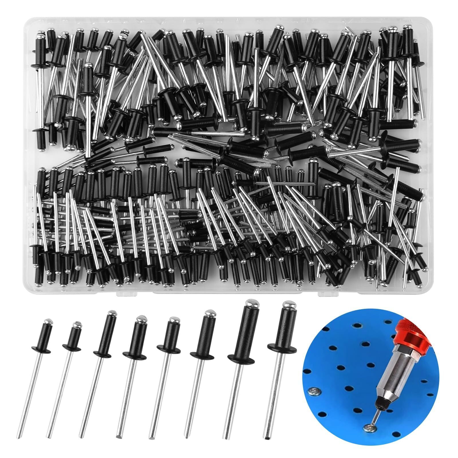 240pcs Large Flange Aluminum Blind Rivets,Pop Rivets Assortment Kit ...