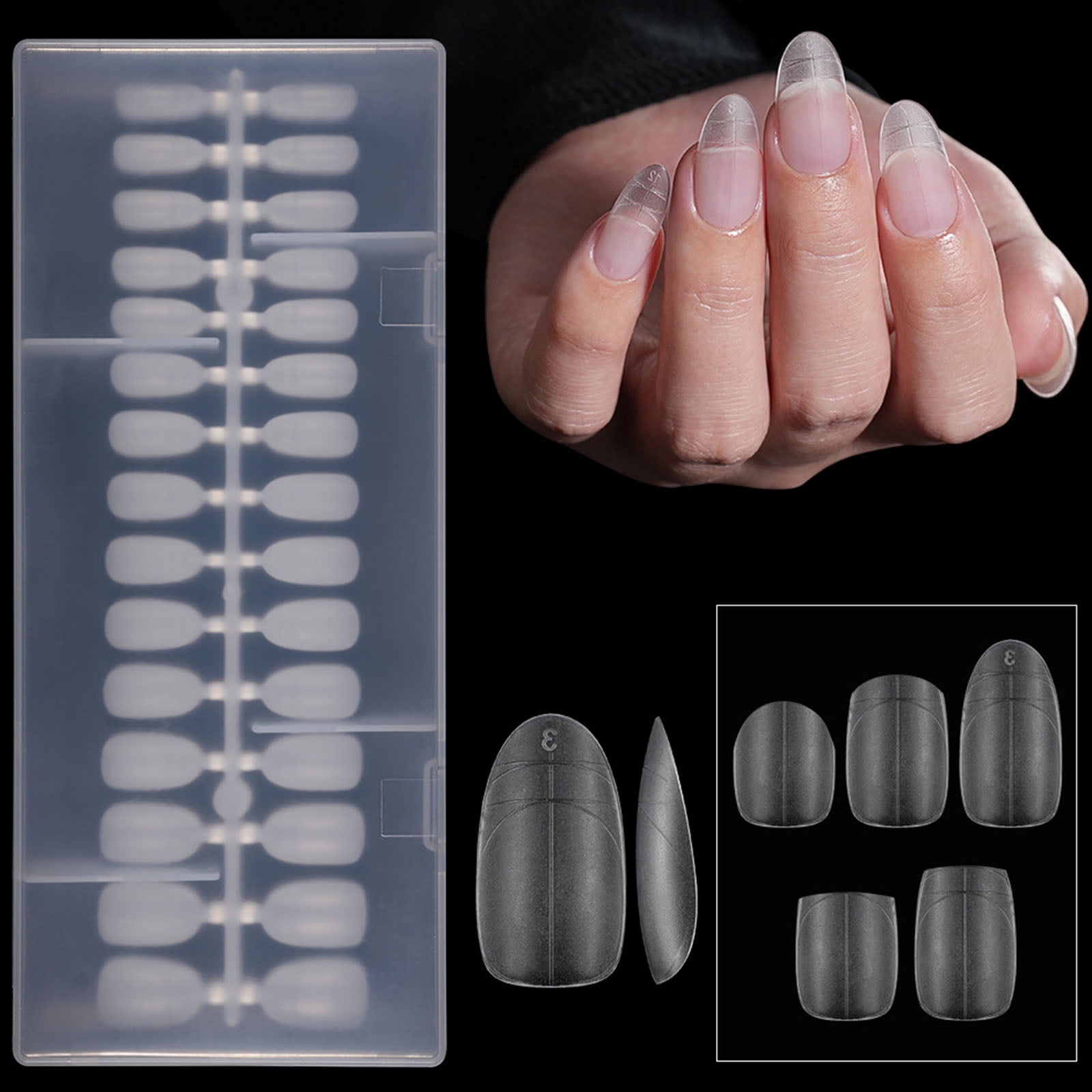 240pcs Matte Press-On Nails, Size Indicators & Short Oval Ladder Design ...