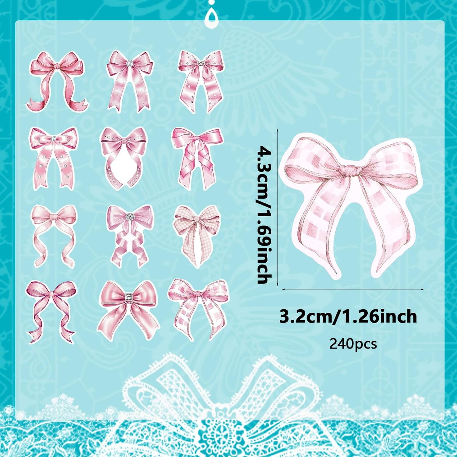 240pcs Pink Bow Confetti, Coquette Pink Bow Birthday Decorations She's ...