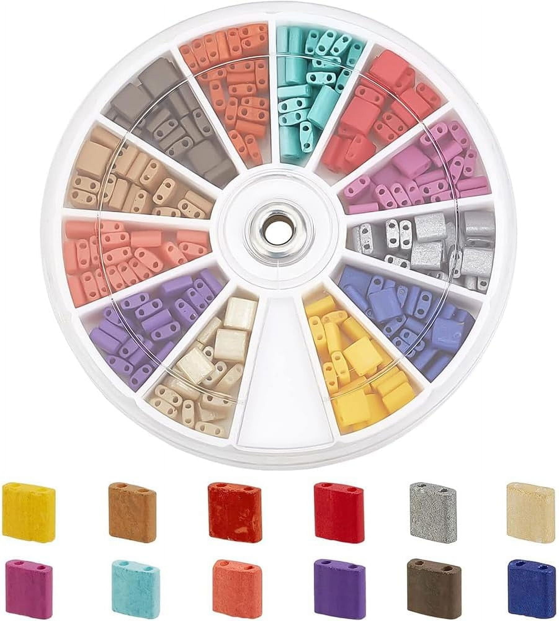 240pcs Tiles 12 Colors 2 Hole Square Beads 5x5x2mm Flat Square Seed ...