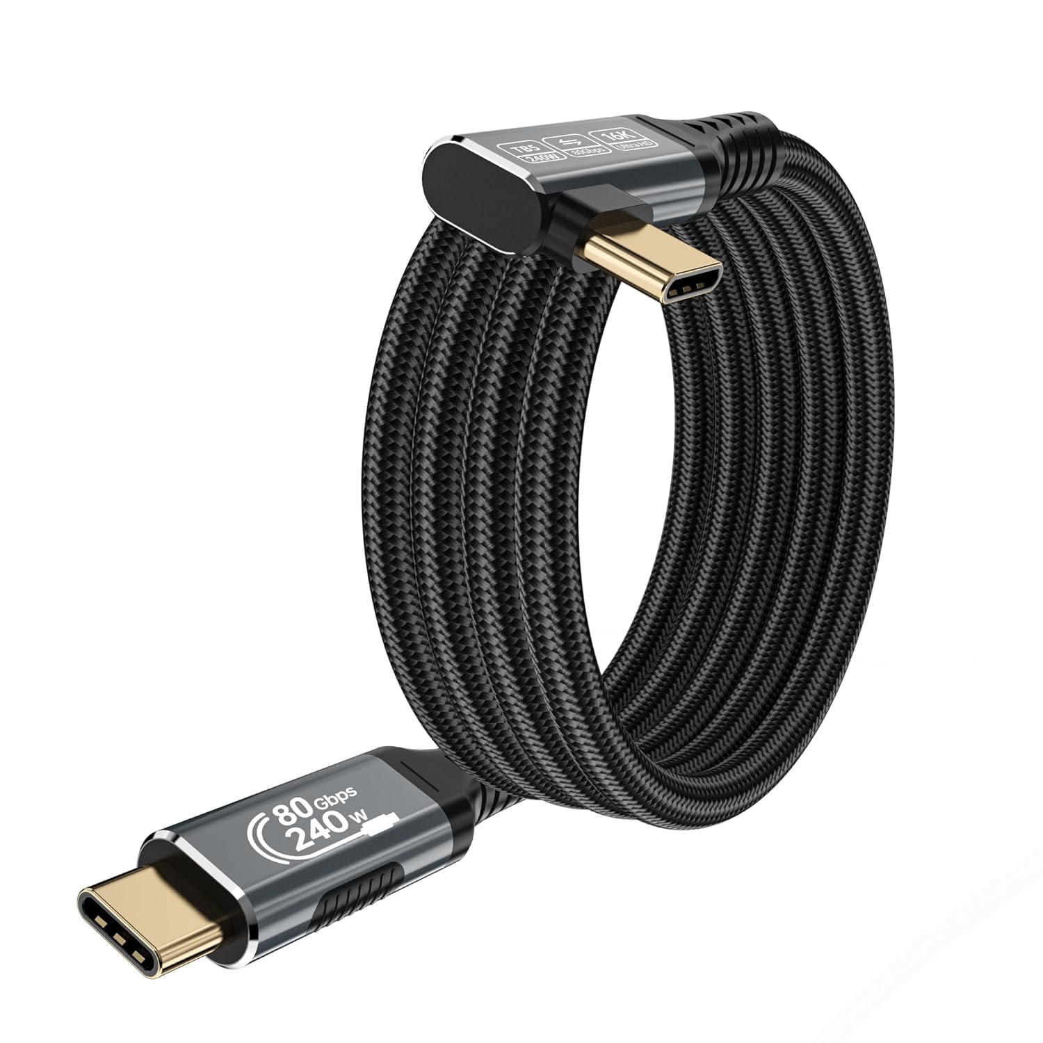 240w 80gbps USB c Cable Compatible with Thunderbolt 5 Cable Right Angle ...
