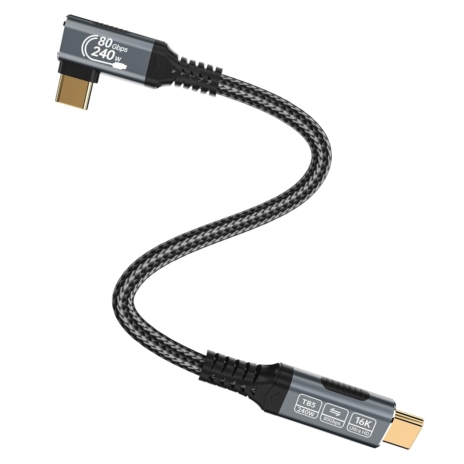 240w 80gbps USB c Cable Compatible with Thunderbolt 5 Cable Right Angle ...