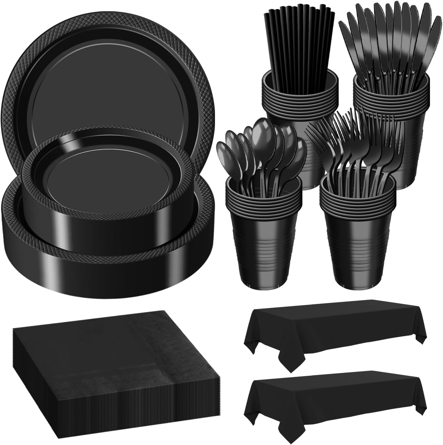 242 Pcs Plastic Dinnerware Set Includes 30 Of Each 9" Dinner Plates |7 ...