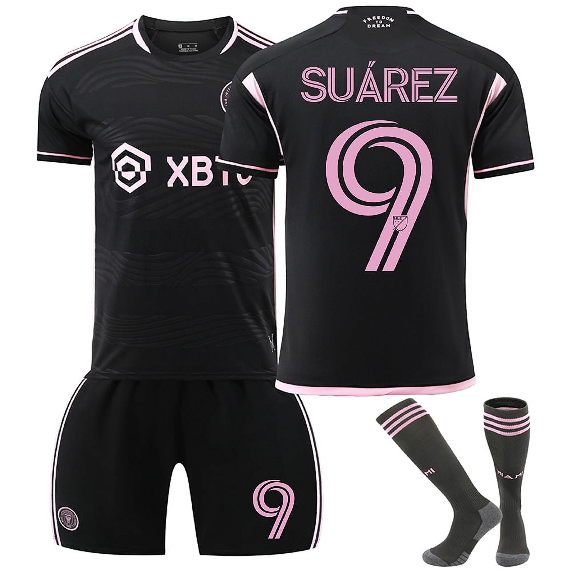 2425 Miami Away Black No.10 Me-ssi Jersey No.9 Suarez Adult Kids Soccer ...