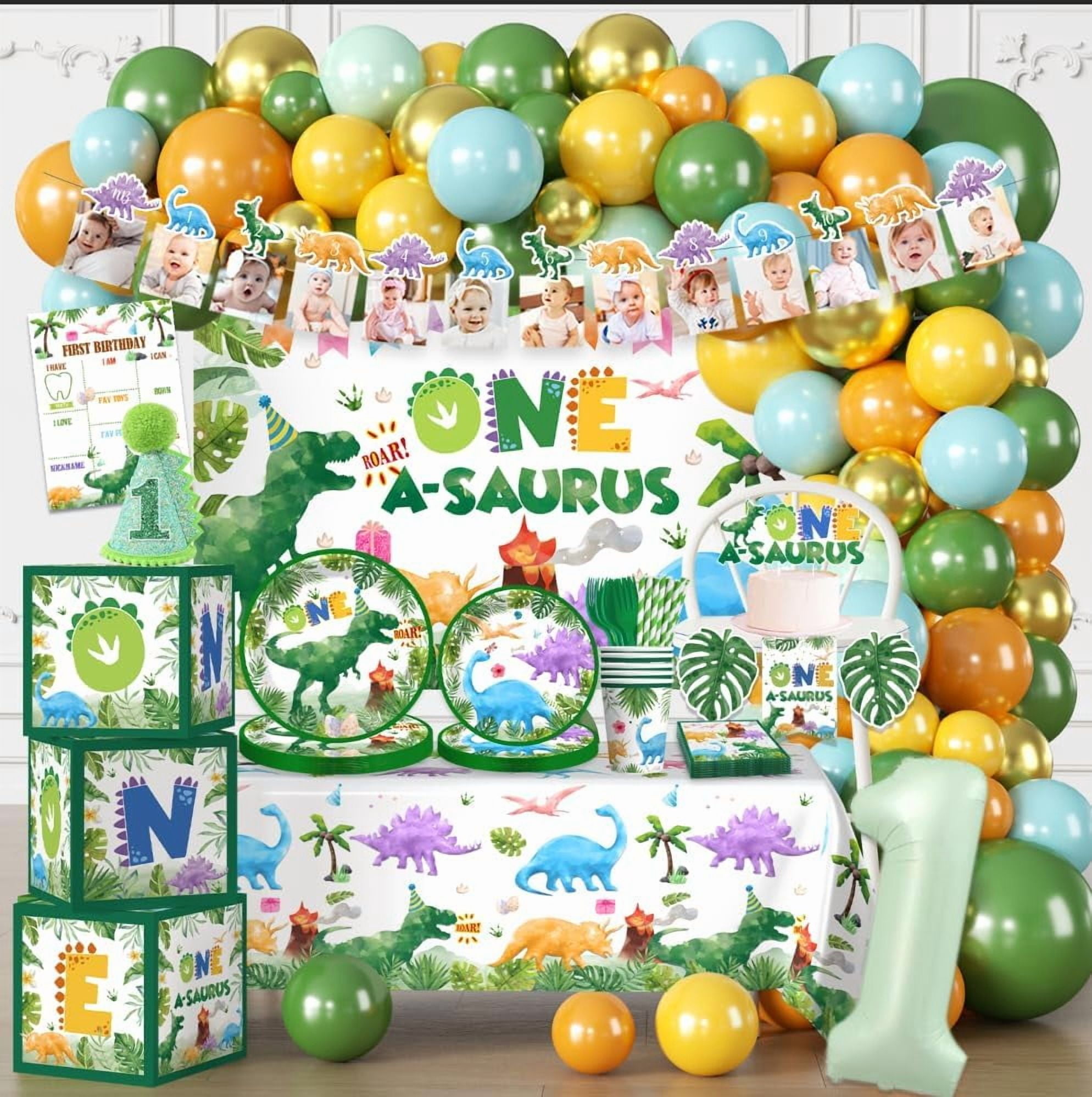 242Pcs One a Saurus Birthday Decorations Serves 20 Guests, One-stop ...