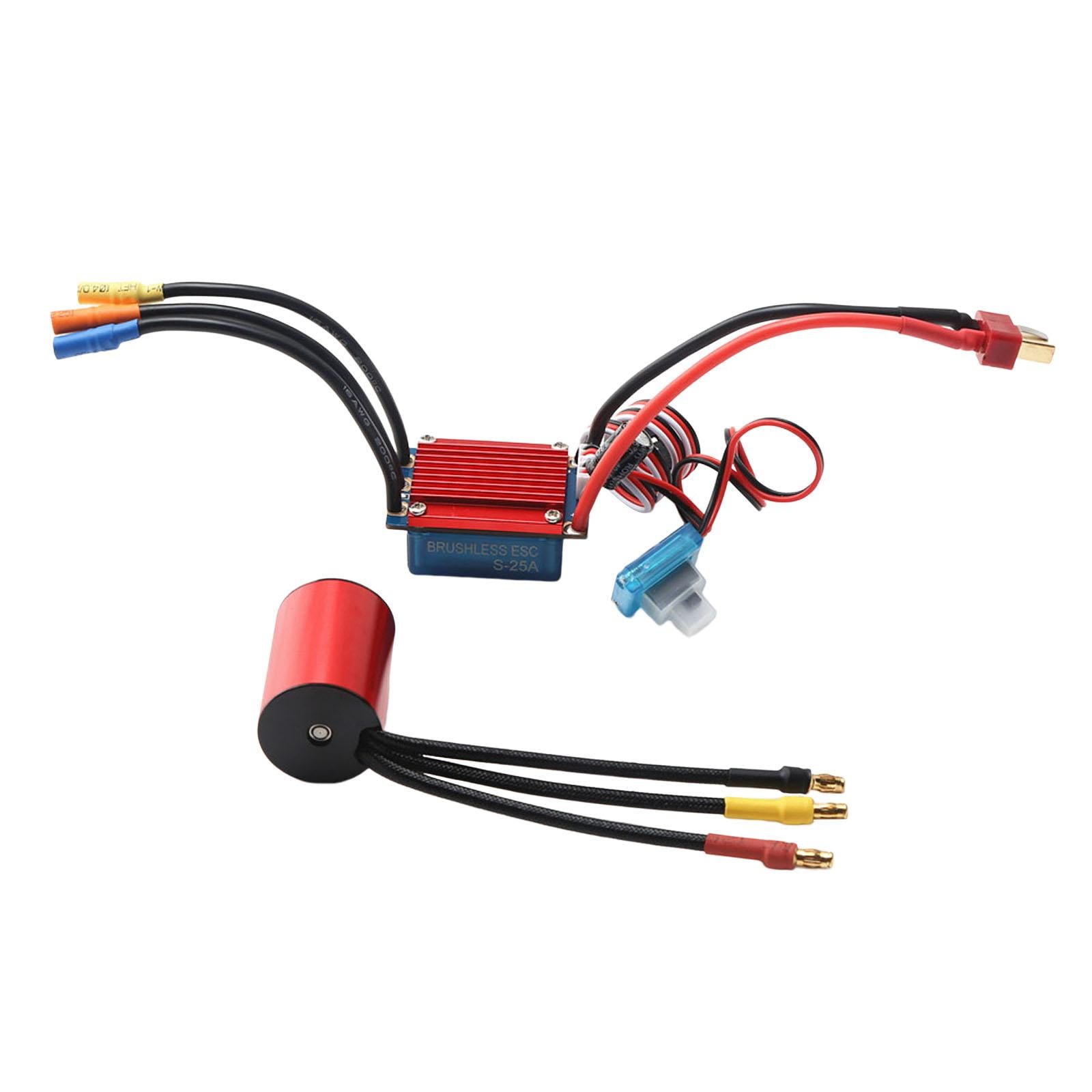 2435 4500kv 4P Brushless Motor and 25A Brushless ESC for 1:16 1:18 2S Trucks Red - Walmart.com