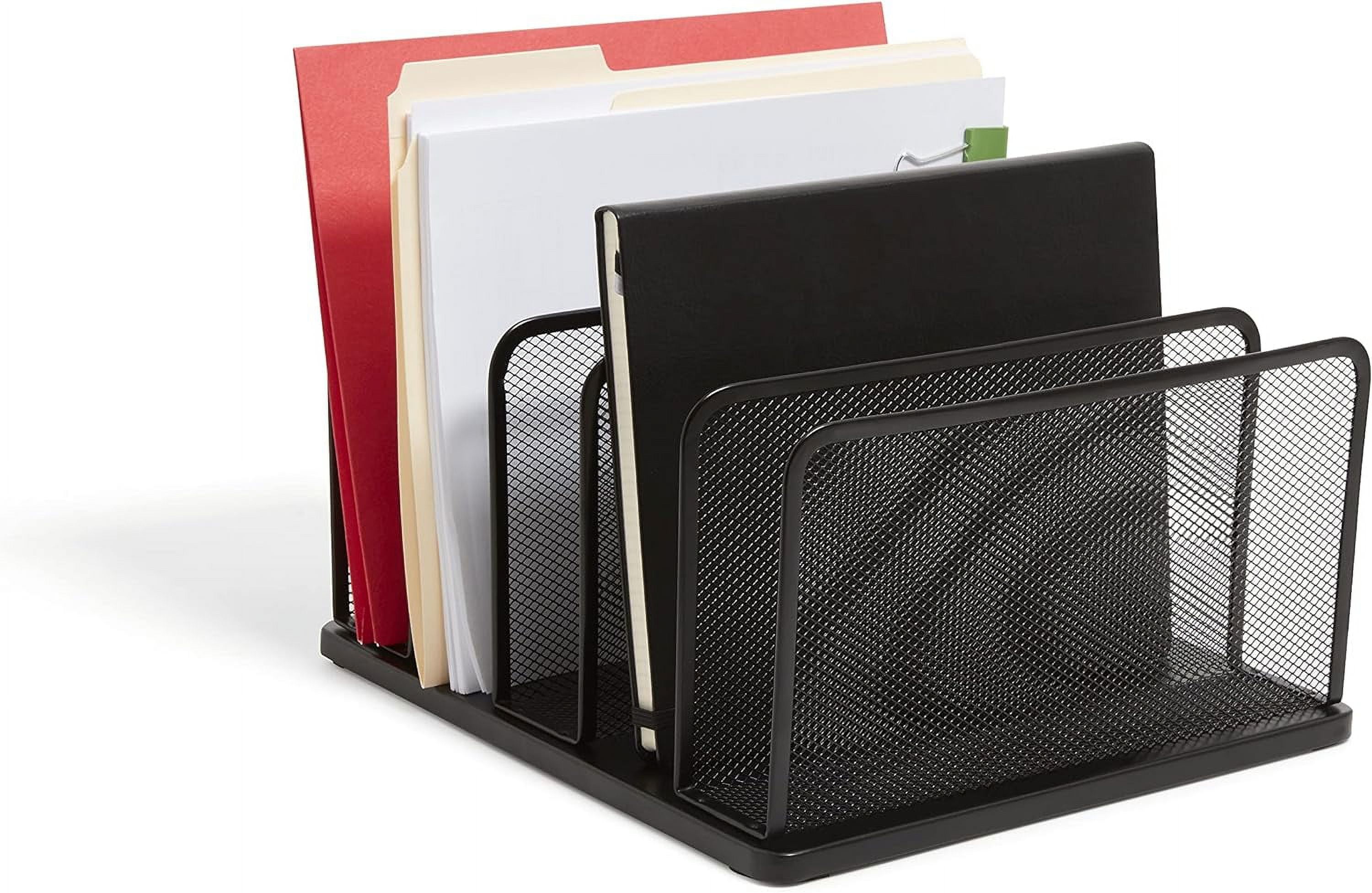 24402494 5 Compartment Wire Mesh File Organizer, Matte Bk - Walmart.com
